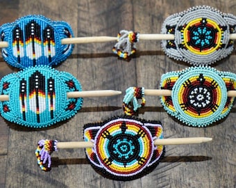 Hand Made Beaded Barrette, Beaded Hair Barrettes, Indigenous Beaded ...