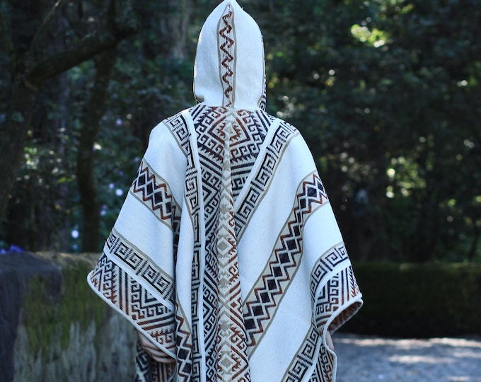 Native Southwest Wool Poncho Cape With Hood Handmade Unisex Coat - Etsy