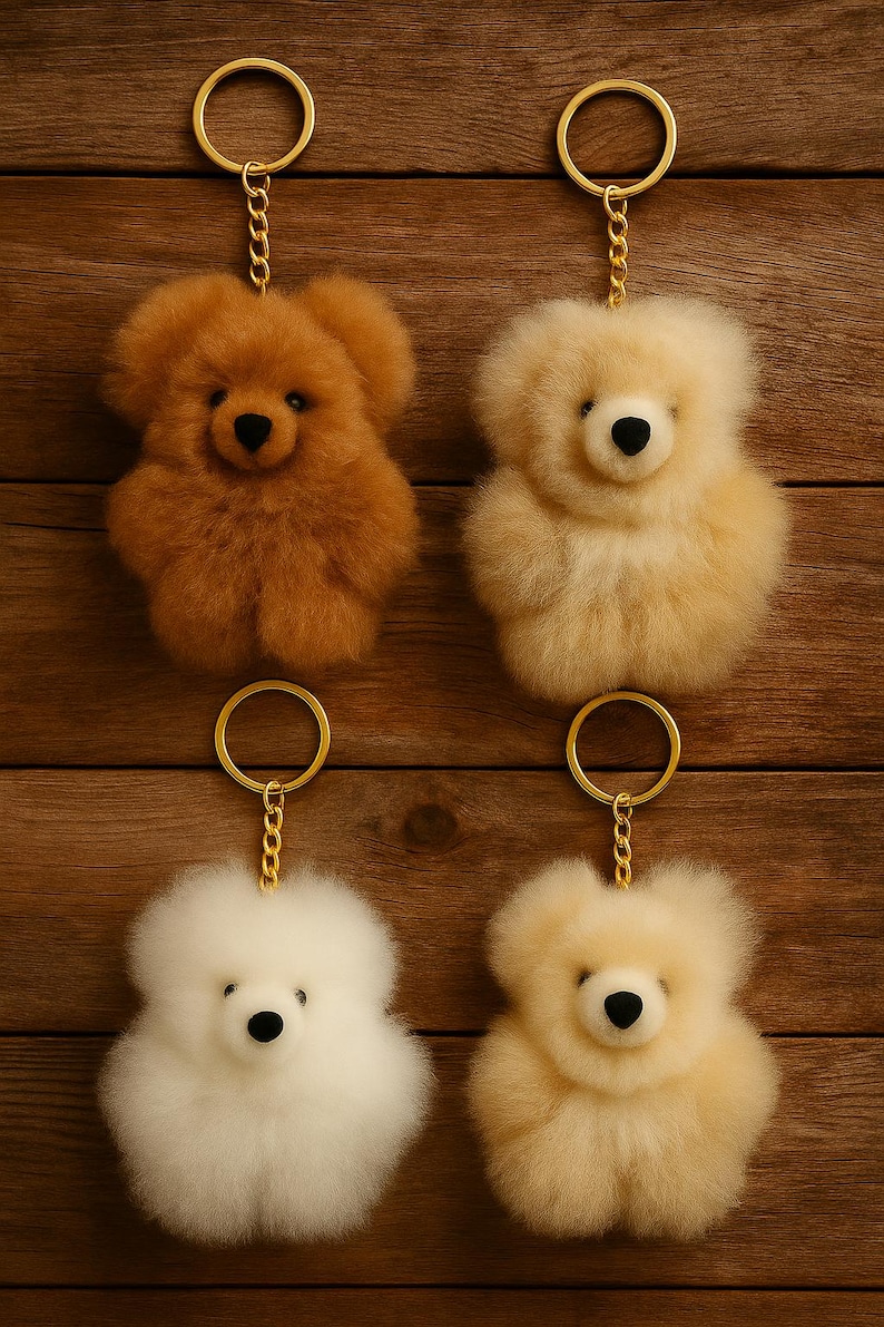 Handmade Baby Alpaca Teddy Bear Keychain | Soft Plush Charm | Cute ...