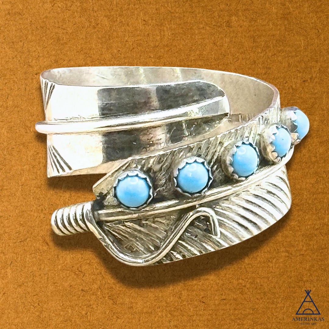 Native American Turquoise Ring, Feather Ring, Southwest Ring, Sterling ...