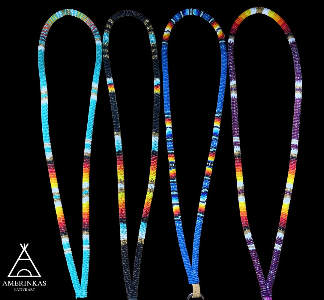 Native-made Beaded Lanyard: Indigenous Style Keychain ID Holder - Etsy