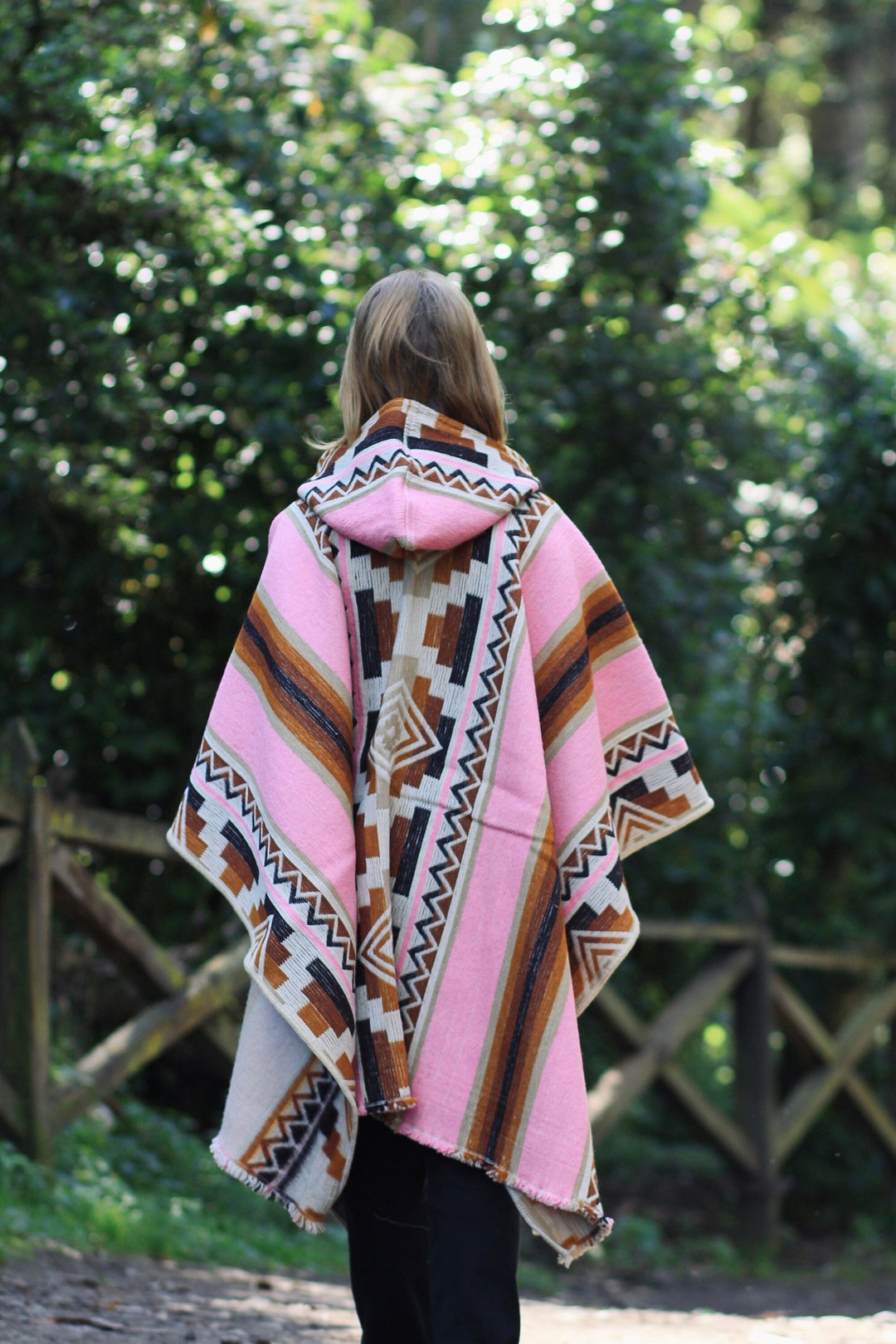 Native Southwest Wool Poncho Cape With Hood Handmade Unisex Coat - Etsy