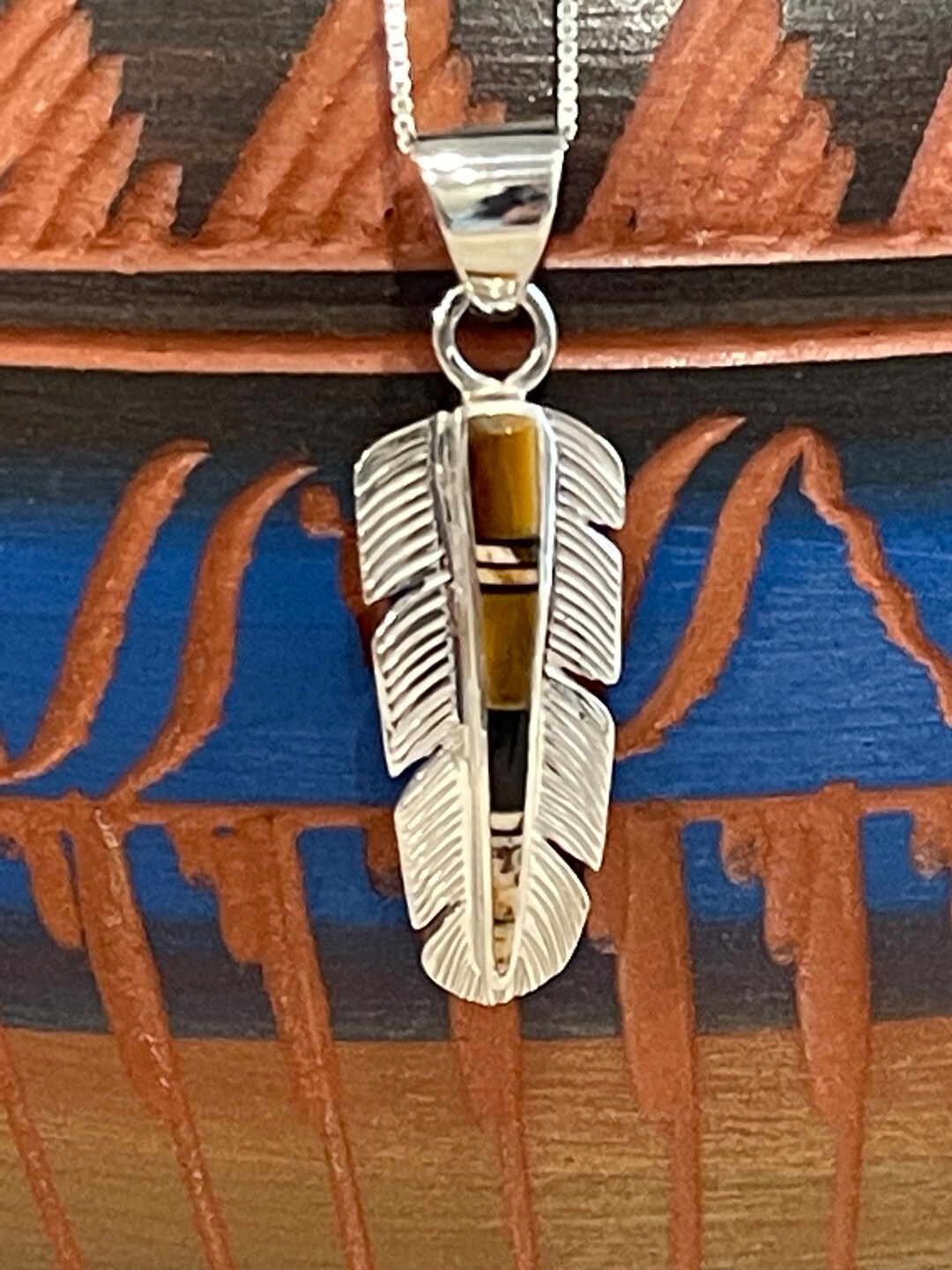 Native American Pendant ,navajo Inlay Pendant, Tiger Eye, Black Onix ...