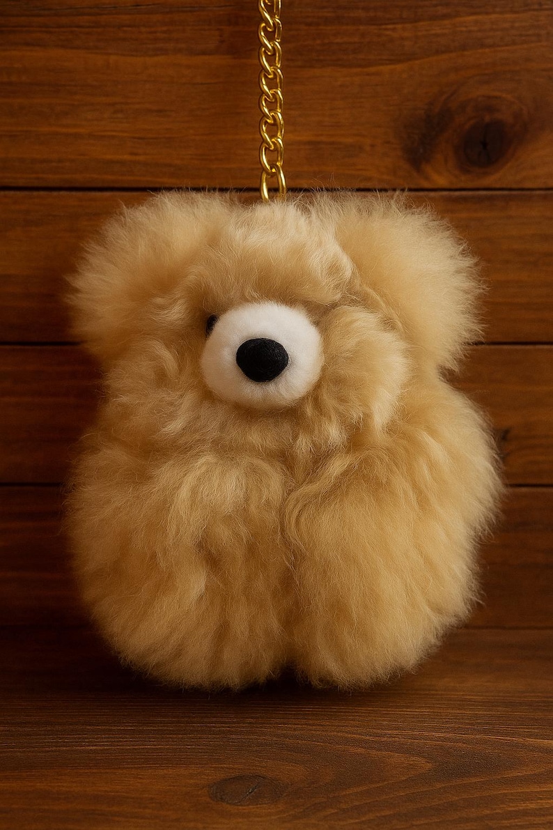 Handmade Baby Alpaca Teddy Bear Keychain | Soft Plush Charm | Cute ...