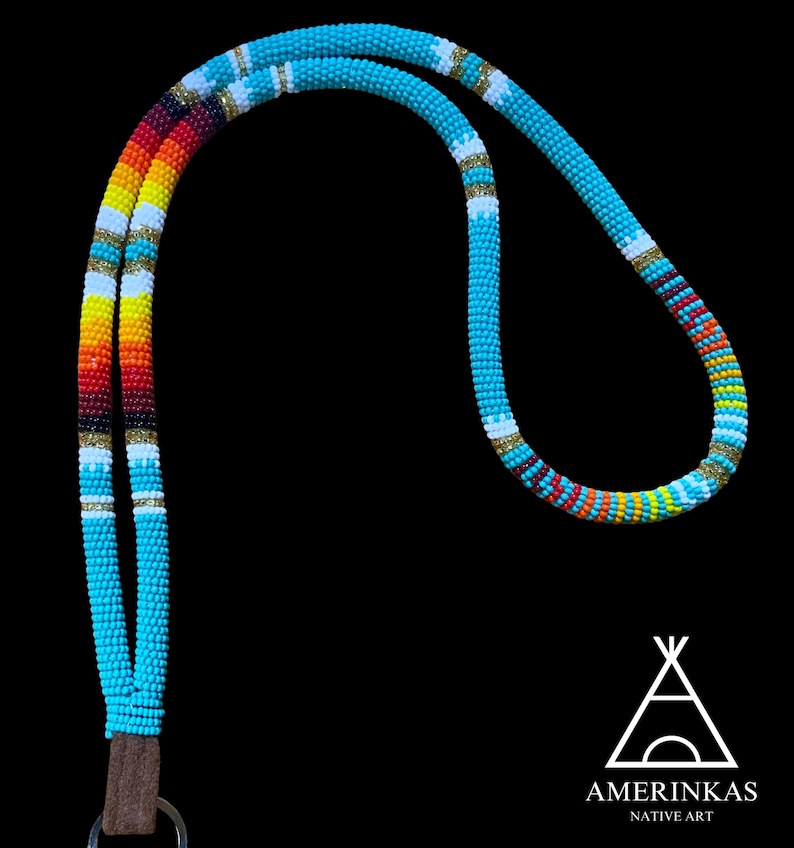 Native-made Beaded Lanyard: Indigenous Style Keychain ID Holder - Etsy