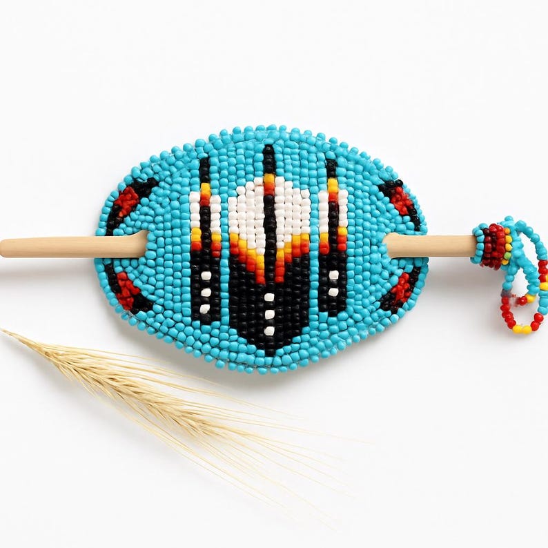 Handmade Beaded Barrette: Indigenous Hair Bun With Sticks - Etsy