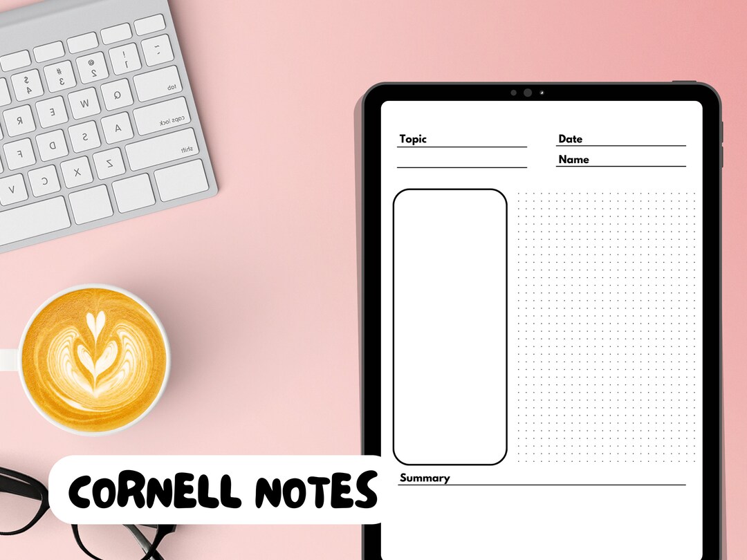 Printable Cornell Notes Template Digital Planner Paper | 6 Themes and ...