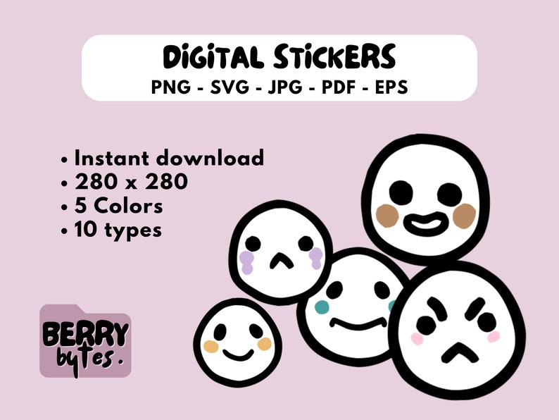 Digital Smile Icons Emojis for Digital Planners, Notion or Home Crafts ...