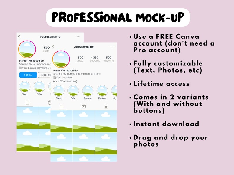 Instagram Profile Mock-up Canva Template | Mobile Mock-up for Social ...