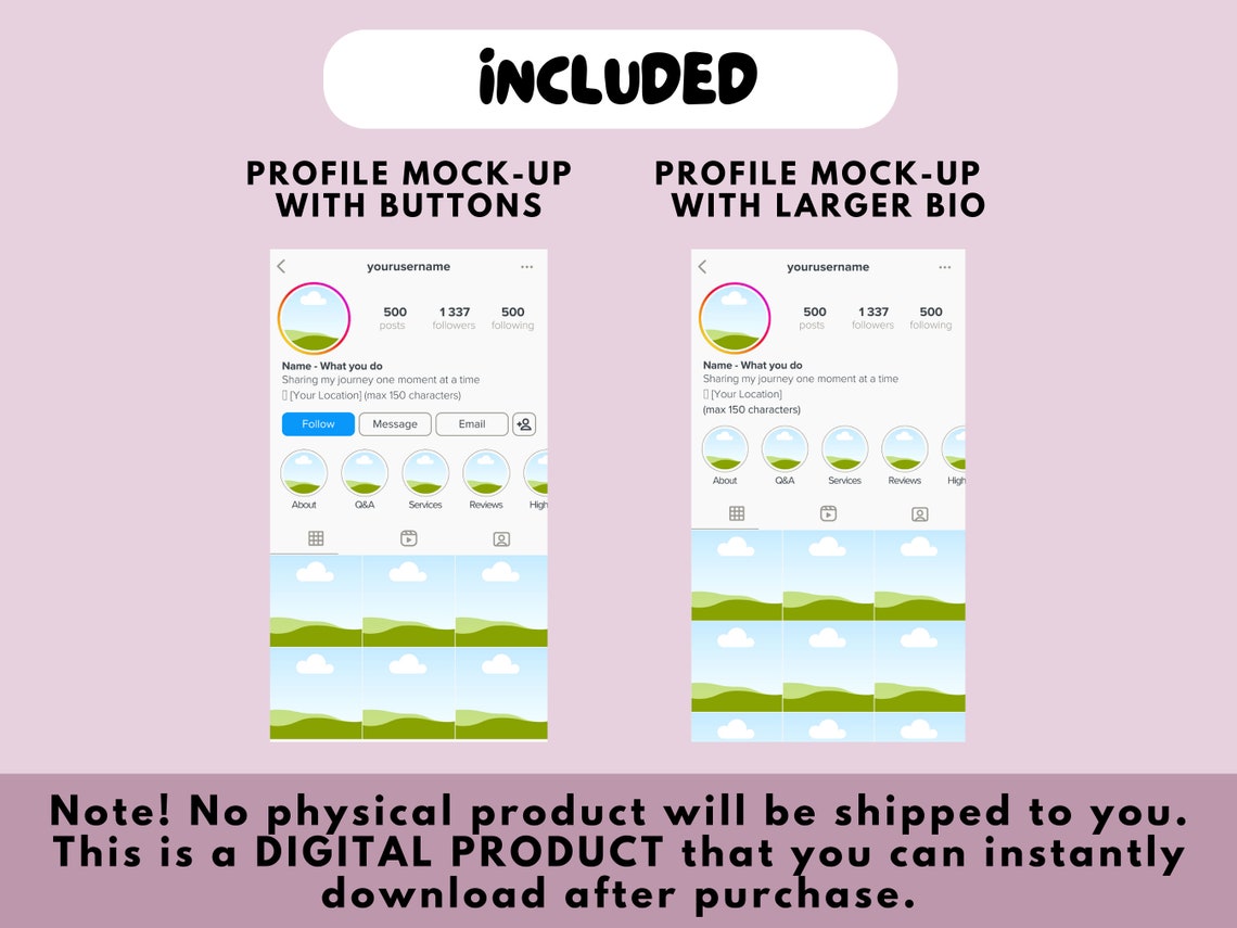 Instagram Profile Mock-up Canva Template Mobile Mock-up for Social ...