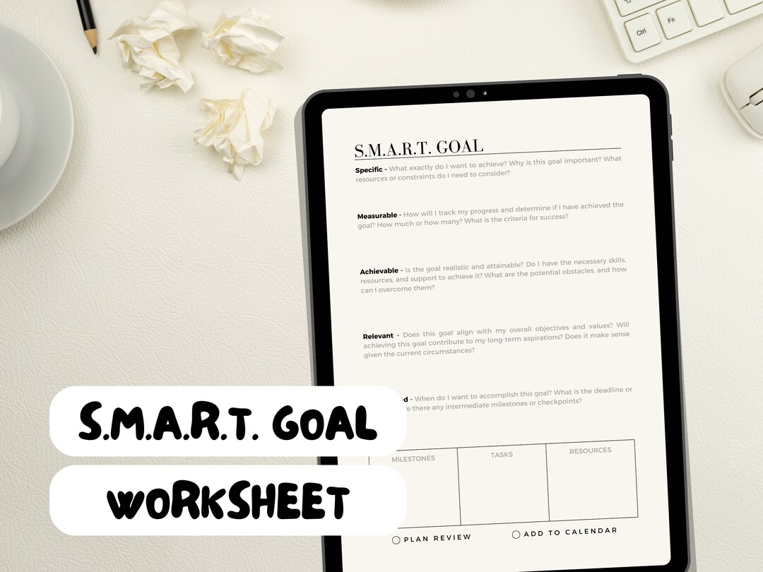 Smart Goals Worksheet | Printable PDF and PNG | A4, A5 and US Letter ...