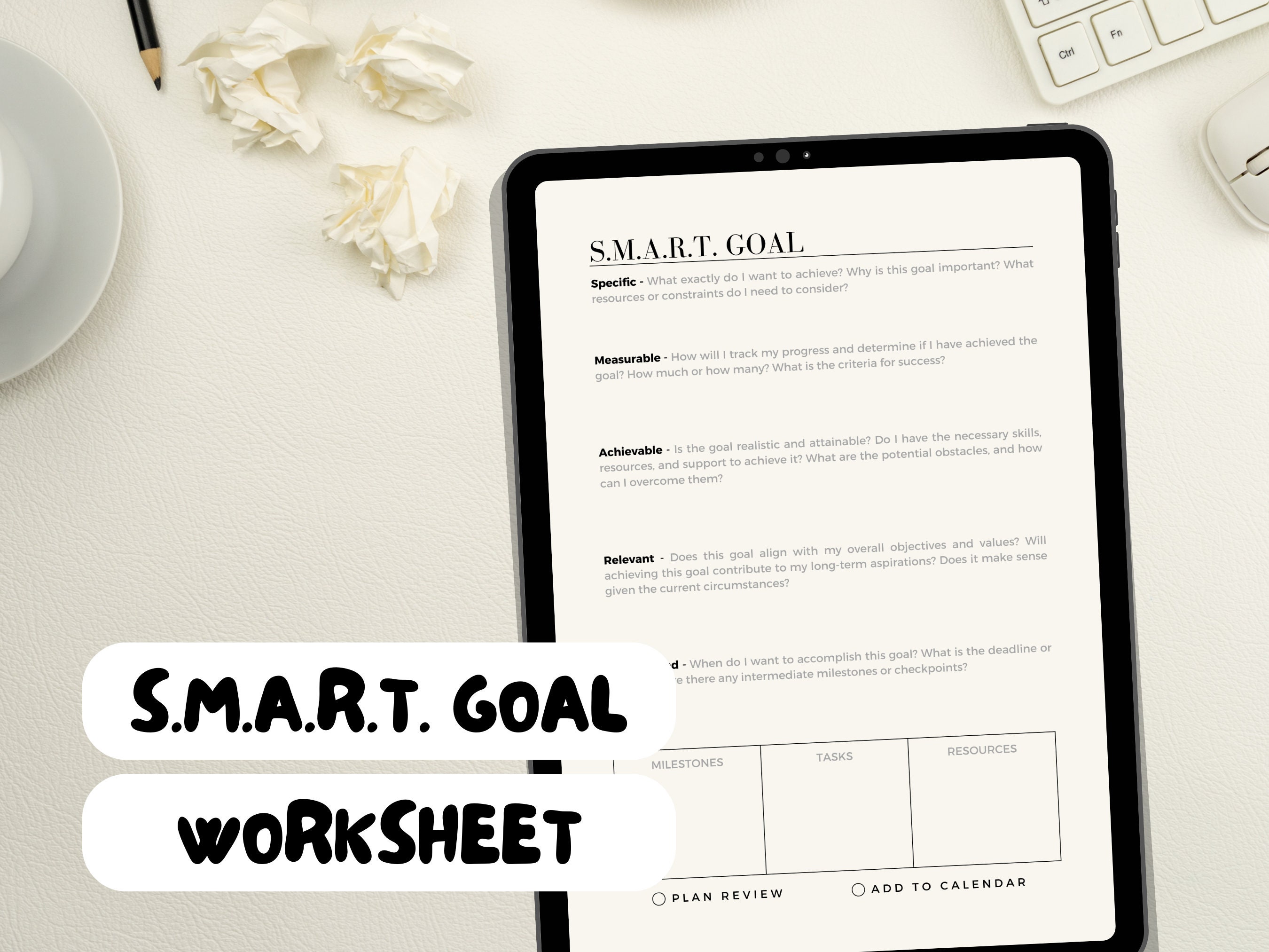 Smart Goals Worksheet | Printable PDF and PNG | A4, A5 and US Letter ...