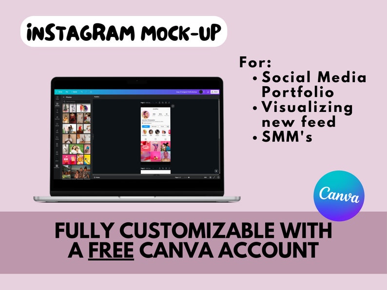 Instagram Profile Mock-up Canva Template | Mobile Mock-up for Social ...