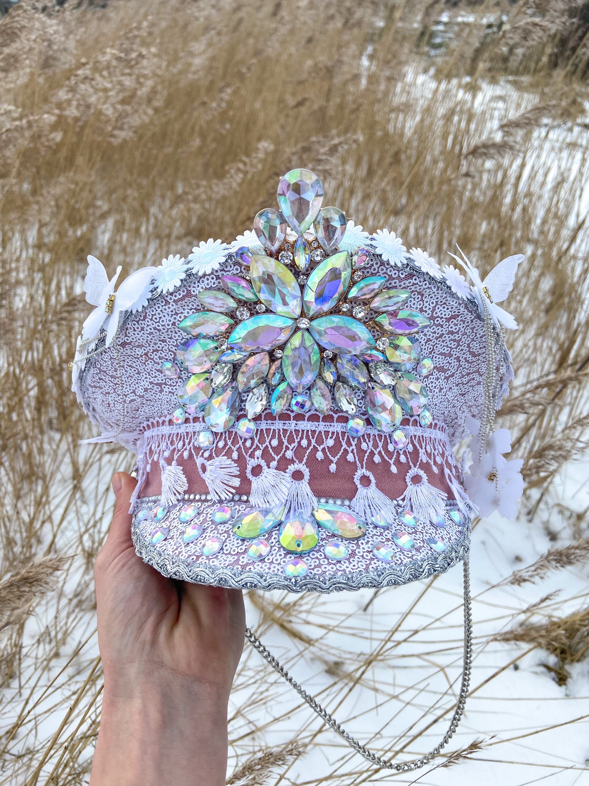 Military Fairy Hat | Butterfly Burning Man Festival Hat | Pink White ...