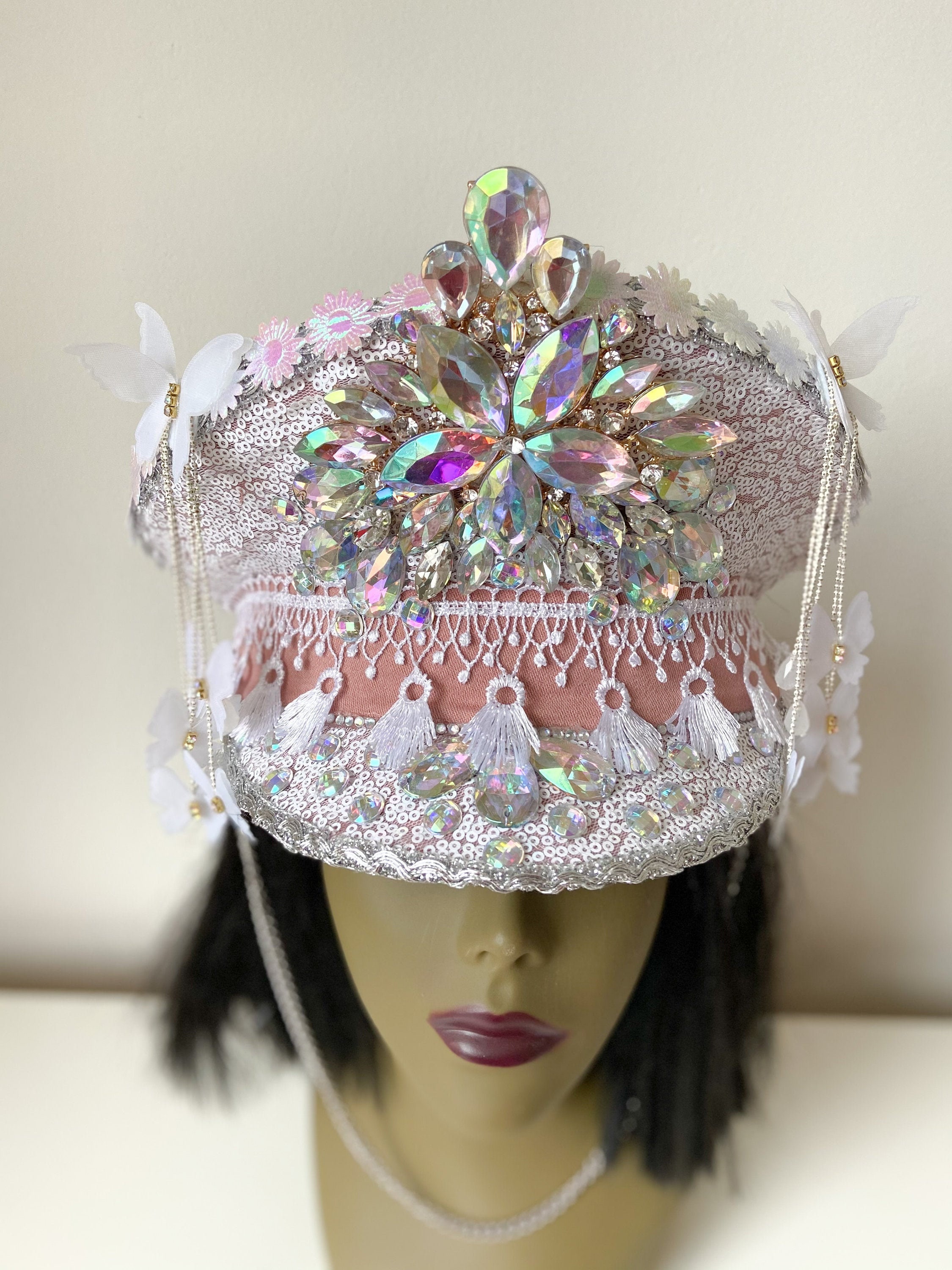 Military Fairy Hat Butterfly Burning Man Festival Hat Pink White ...