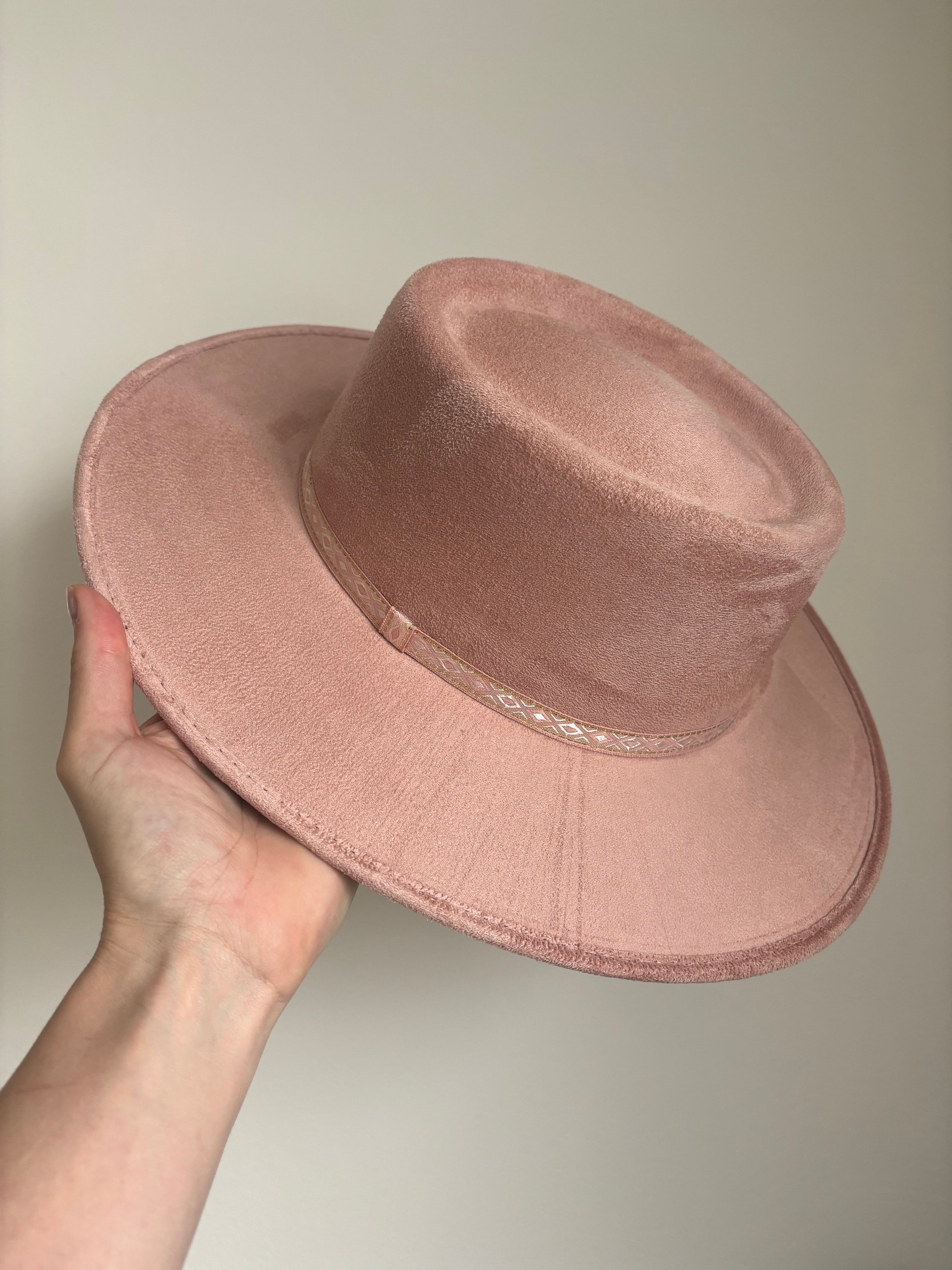 Pink Bolero Boater Hat | Mexican Wide Brim Cowboy Hat | Suede Sombrero ...