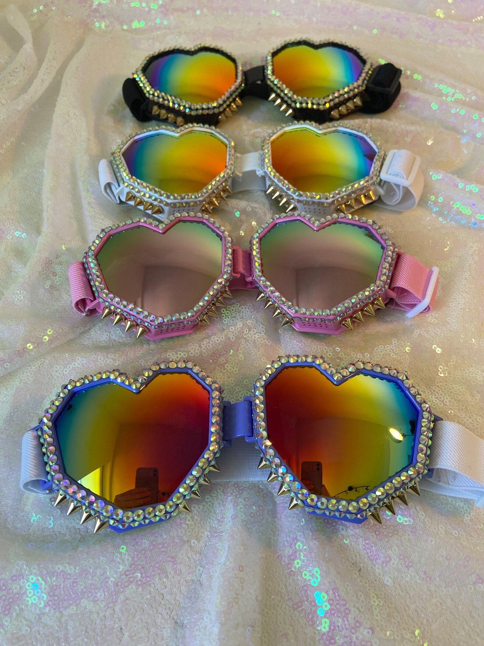 Heart Burning Man Goggle Ski Glasses Burning Man Rave Rhinestones ...