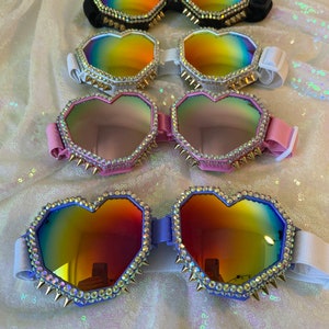 Heart Burning Man Goggle | Ski Glasses Burning Man | Rave Rhinestones ...