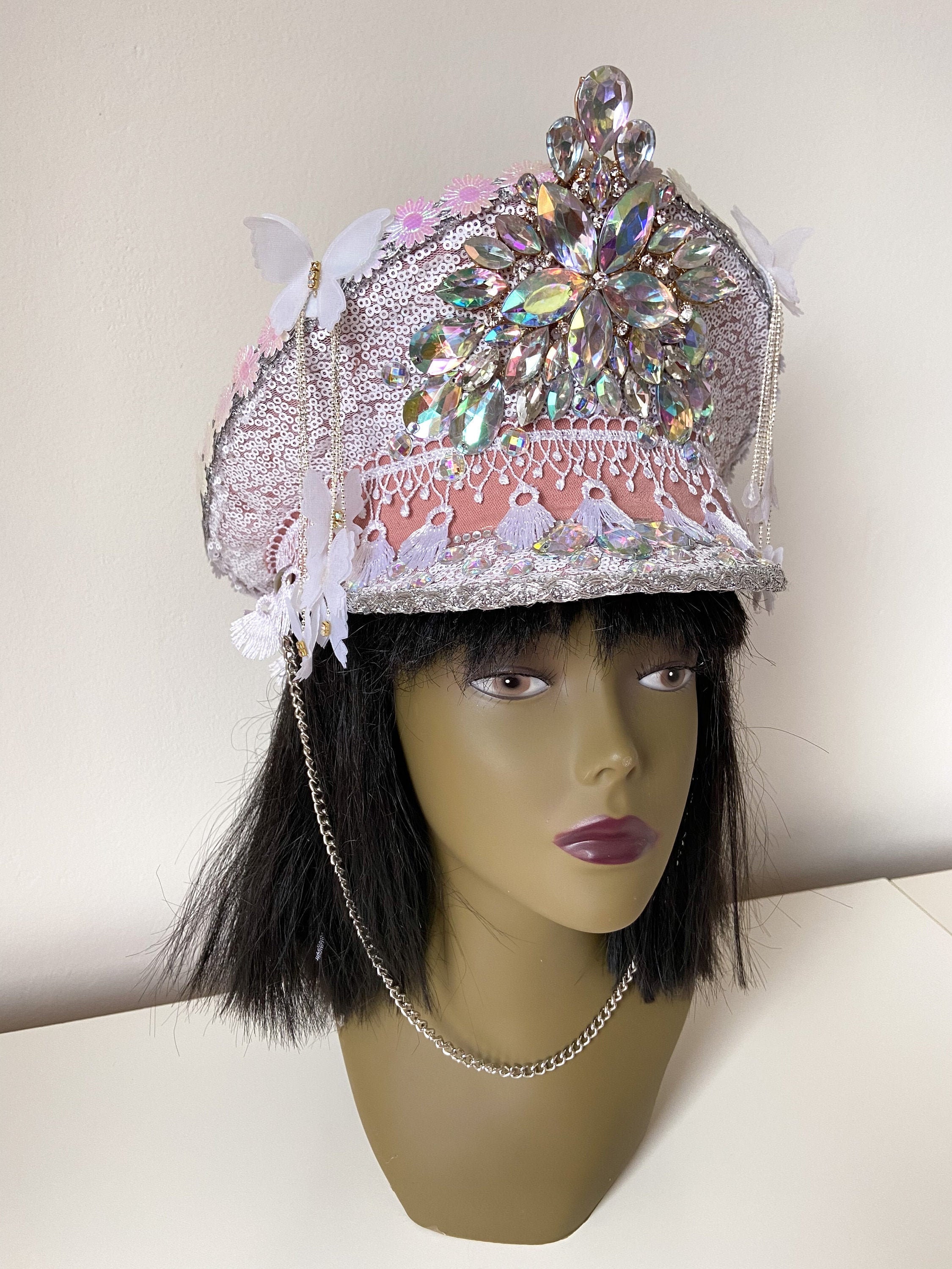Military Fairy Hat | Butterfly Burning Man Festival Hat | Pink White ...