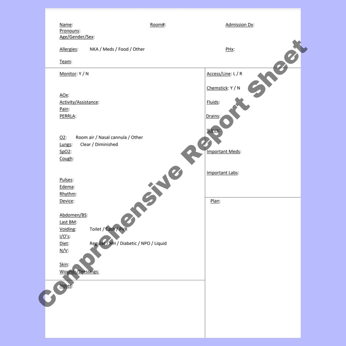 Nursing Handoff Report Template: Pocket-sized Clinical Guide (printable ...
