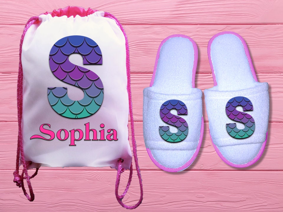 Slumber Party Set Mermaid Sleepover Set Personalized Bag and - Etsy