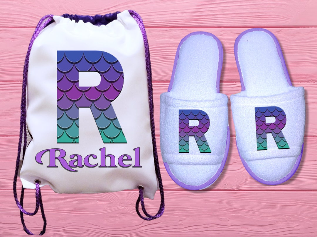 Slumber Party Set, Mermaid Sleepover Set, Personalized Bag and Slippers ...