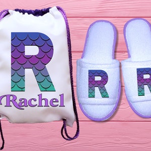 Slumber Party Set Mermaid Sleepover Set Personalized Bag and | Etsy