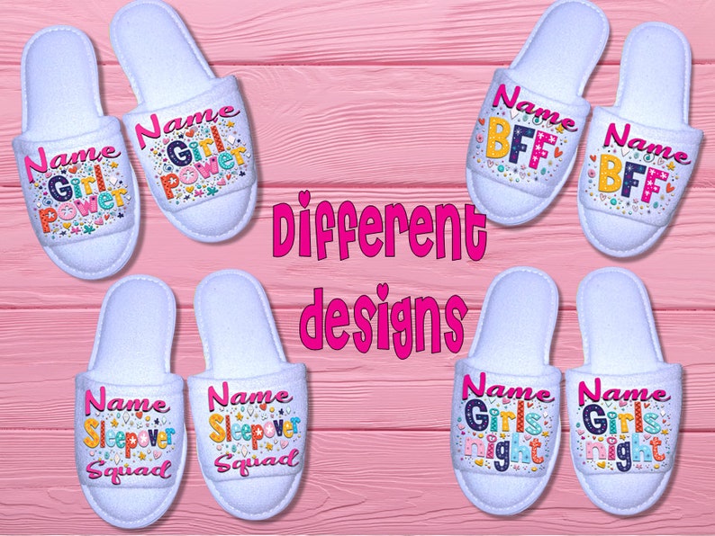 Slippers Personalized Kids Open Toe Slippers Slumber Party - Etsy
