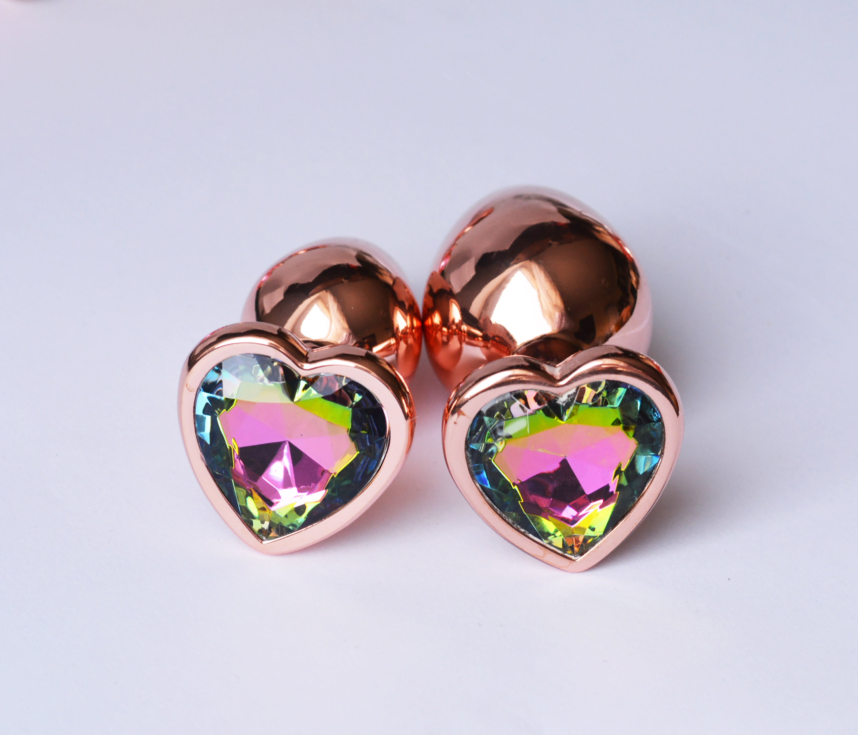 Rose Gold butt plug beginner Heart shaped Steel anal plug with | Etsy