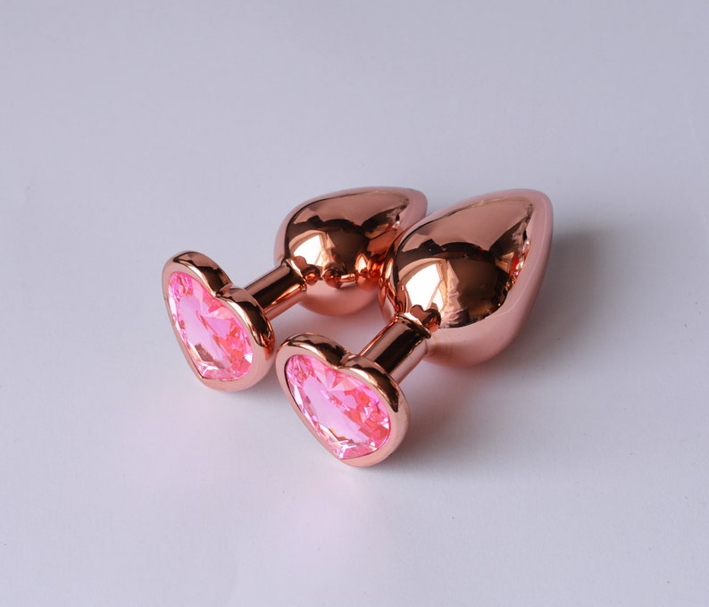 Rose Gold Steel Anal Plug Heart Beginner Butt Plug With Pink Etsy