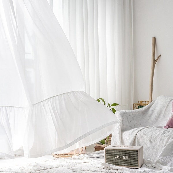 White Ruffle Curtain - Etsy