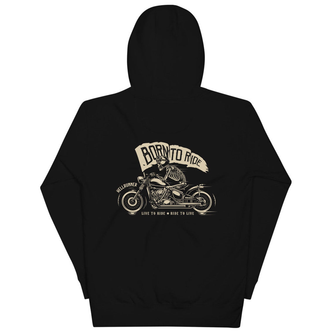 Motorcycle Hoodie Biker Hoodie Born to Ride HELLRUNNER Mens Premium ...