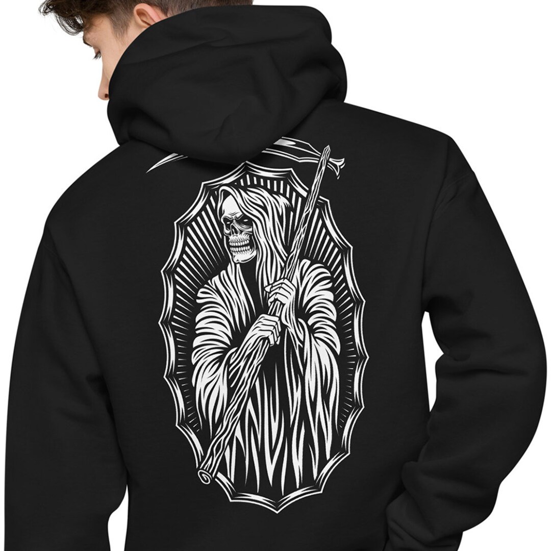 Grim Reaper Graphic Pullover Hoodie - Etsy