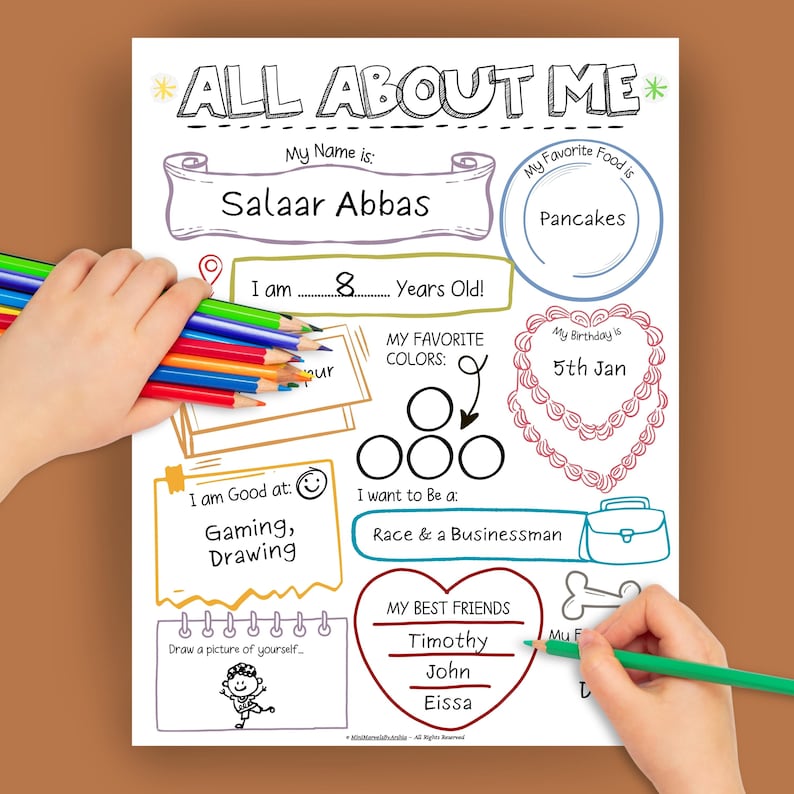 Hoja de trabajo imprimible "Todo sobre mí" / Actividad de regreso a ...