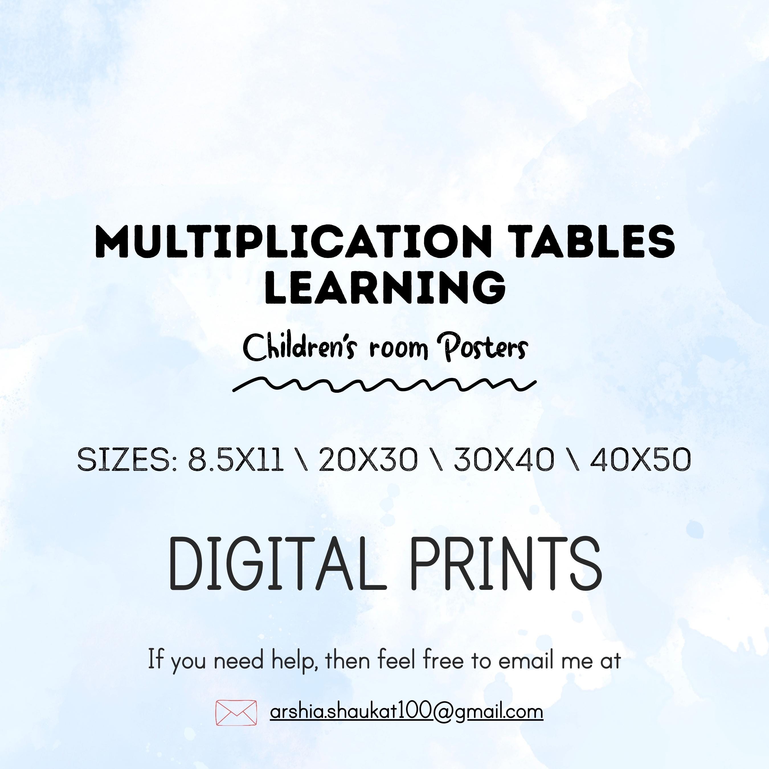 Watercolor Multiplication Table Wall Posters | Homeschool, Classroom ...