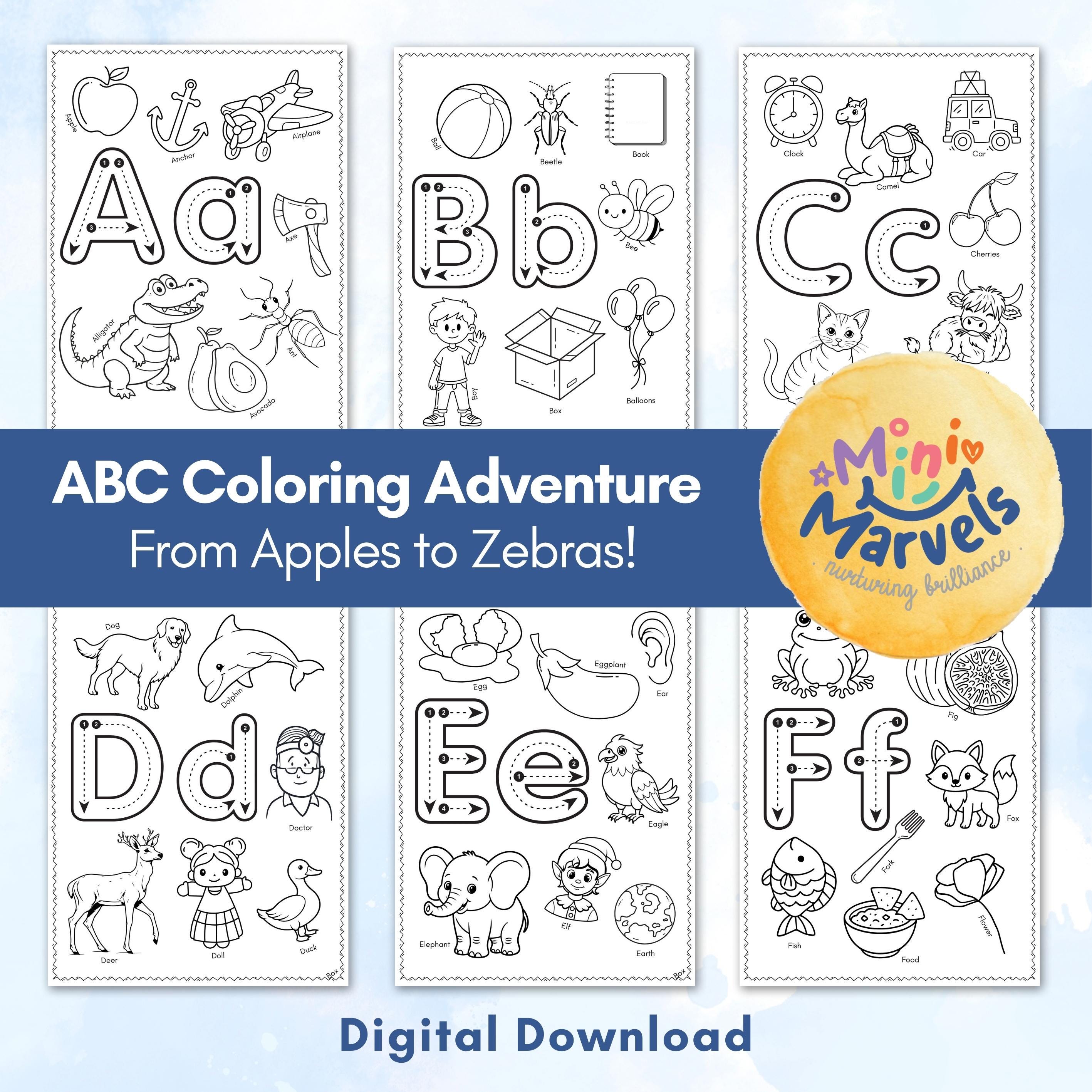 Printable Alphabet Coloring Pages – ABC Tracing Worksheets for Kids | A ...