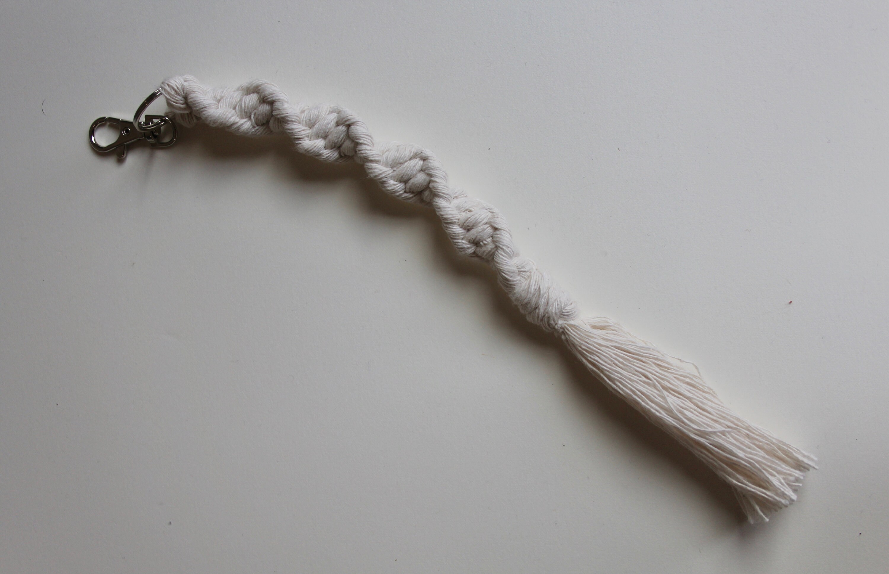 White Twisted Macrame Keyring, Braided Keyring, Boho Keyring - Etsy UK