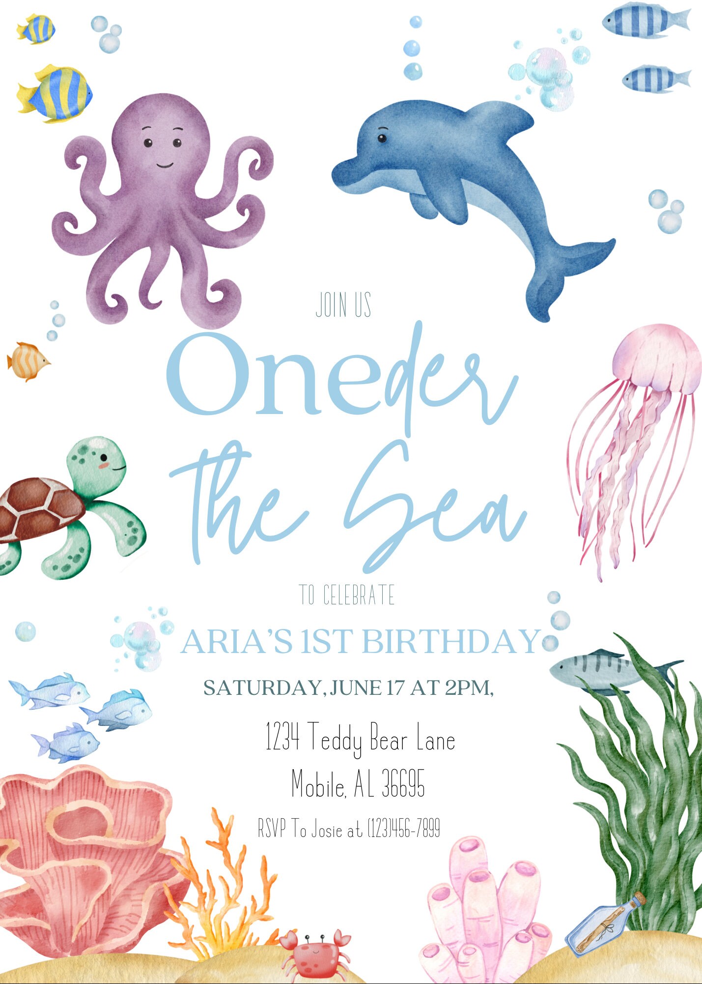 Oneder the Sea 1st Birthday Invitation - Etsy
