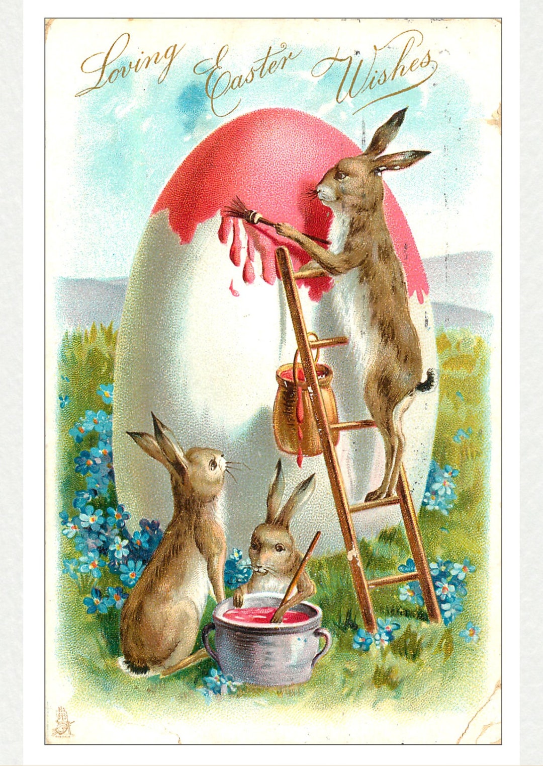 Vintage Victorian Easter Bunny Card Set Printable Retro Vintage ...