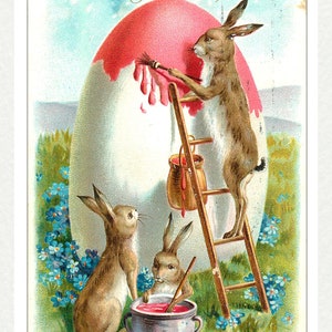 Vintage Victorian Easter Bunny Card Set Printable Retro Vintage ...