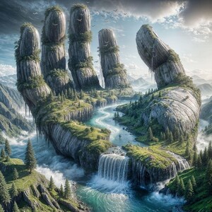 Natures Hand and Waterfall - Unique Hand Crafted One of A Kind Custom ...