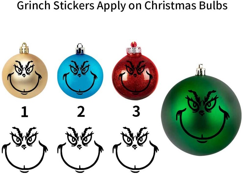 Grinch Vinyl Stickers Christmas Decoration for Ornaments | Etsy