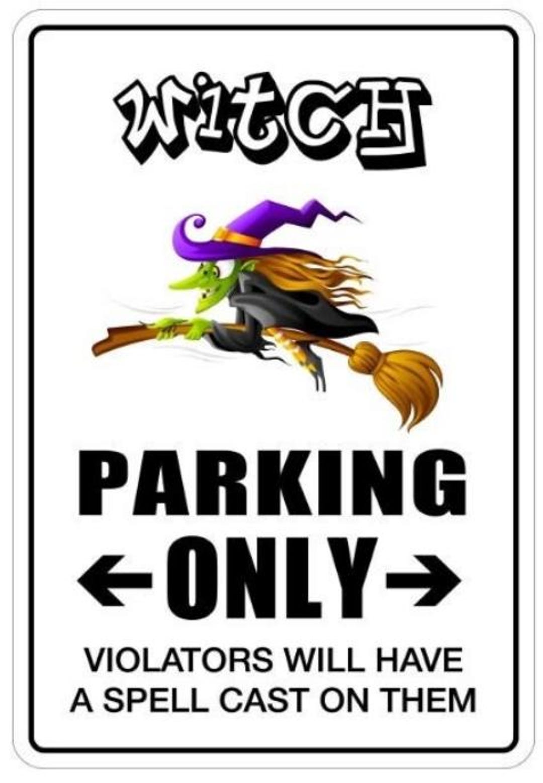 Witch Parking Only Black Cat Knowledge Sign Halloween Rustic Style ...