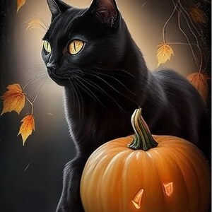 Halloween Printable Cards - Cute Black Cats and 3D Carved Pumpkins ...