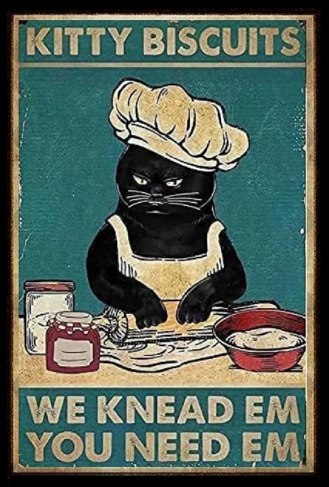 Black Cat Kitty Biscuits Kitchen Sign: Rustic Vintage Style Art - Etsy