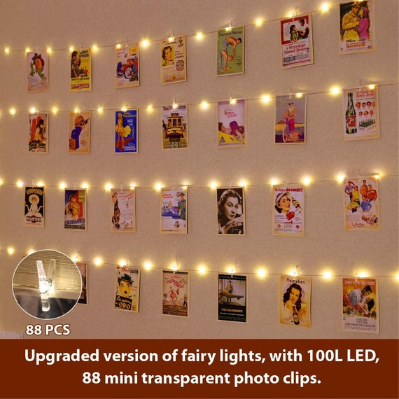 LED Fairy String Lights 33 Ft with 100 Lights & 88 Photo Clips | Etsy