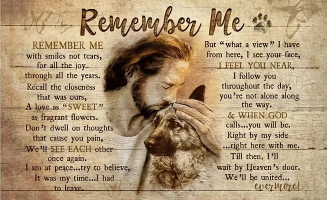 Remember Me or Paw Prints on My Heart Soothing Poem for Pet Loss Grief ...