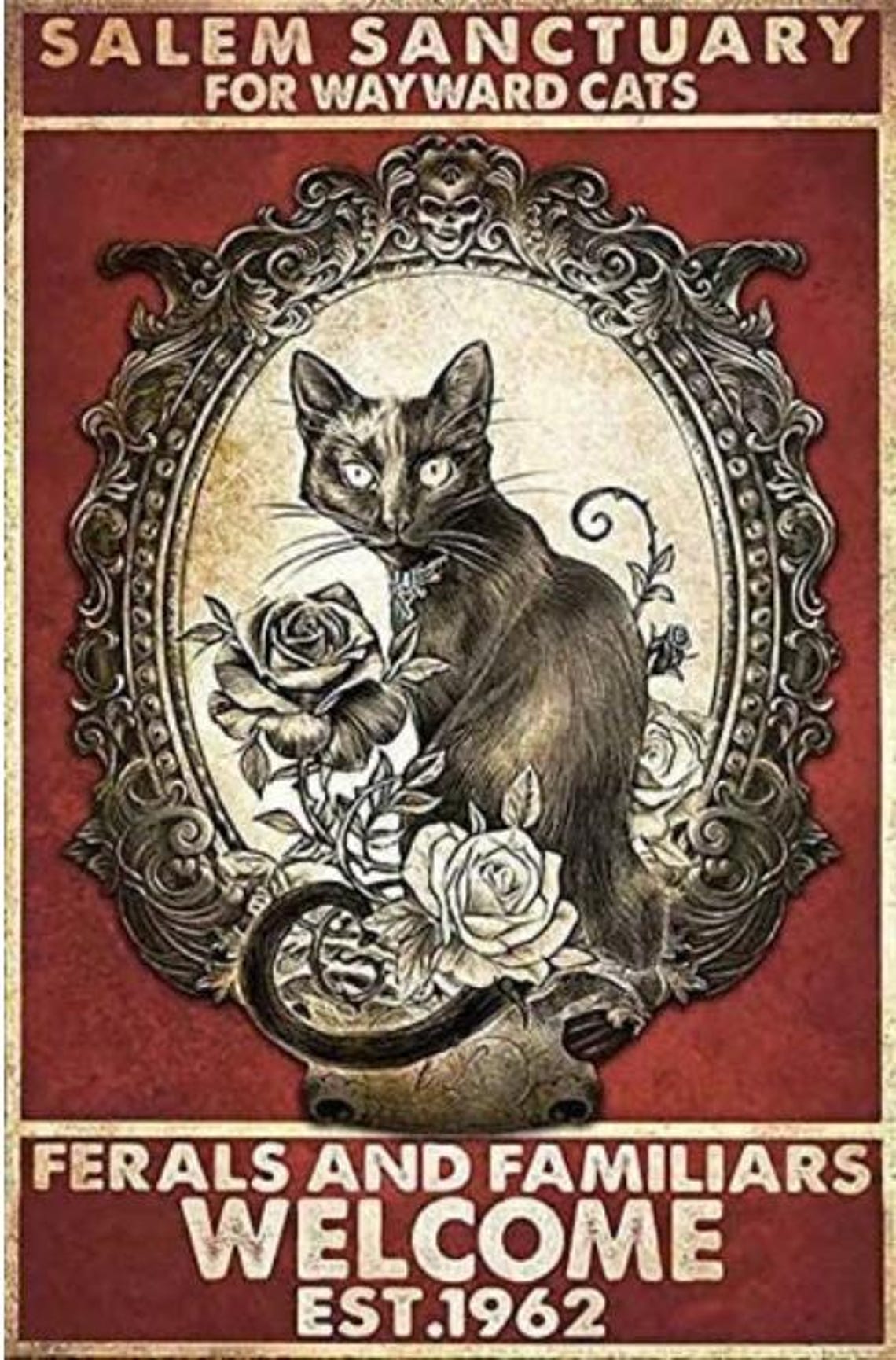 Salem Sanctuary Cat Sign: Rustic Halloween Decor - Made in USA - Etsy