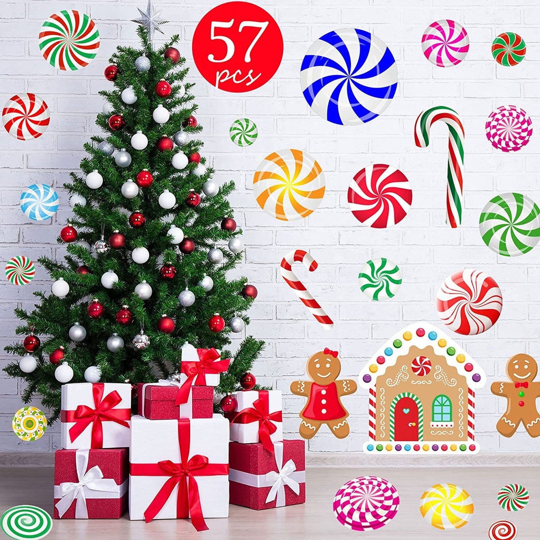 57 Peppermint Floor Decal Christmas Wall Stickers Christmas Decals for ...