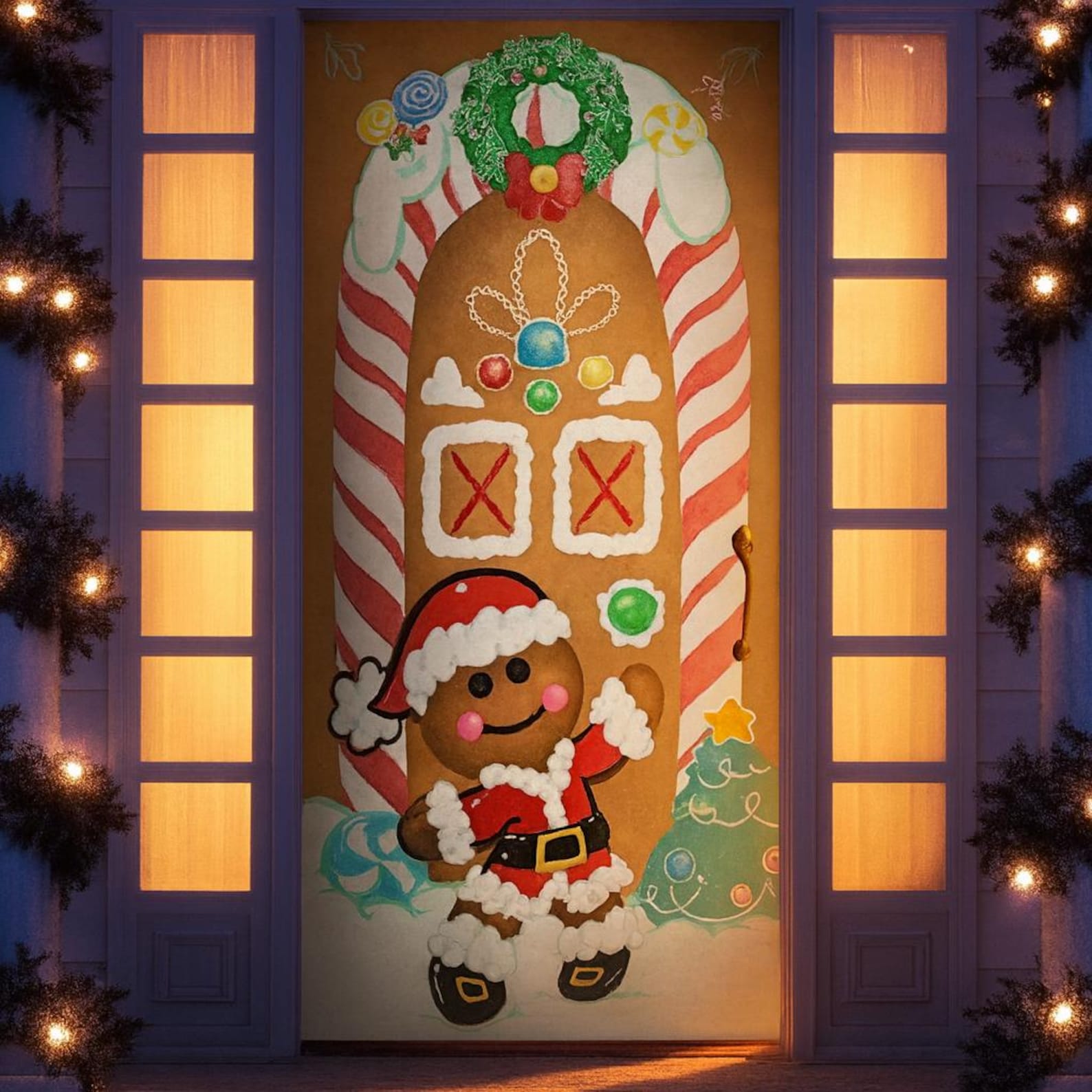 Gingerbread House Christmas Window Cover: Festive Holiday Decor (71x30 ...